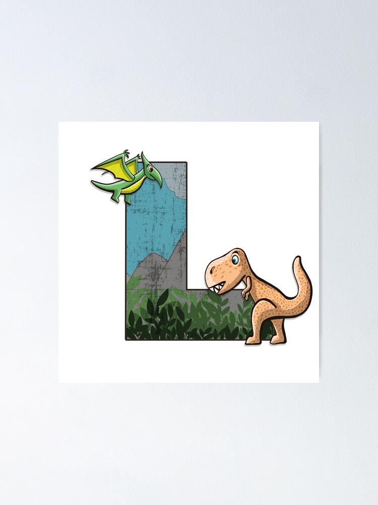 "Initial letter L with dinosaurs kids decoration" Poster for Sale by ...
