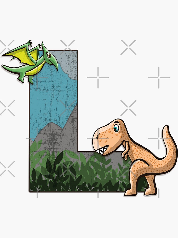 "Initial letter L with dinosaurs kids decoration" Sticker by Between ...