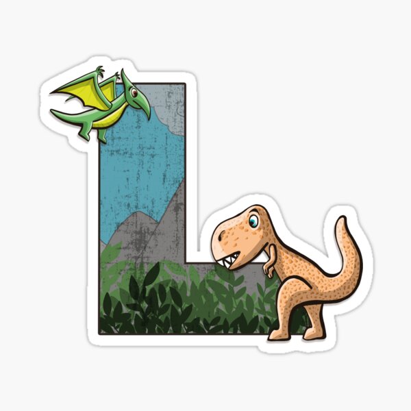 "Initial letter L with dinosaurs kids decoration" Sticker by Between ...