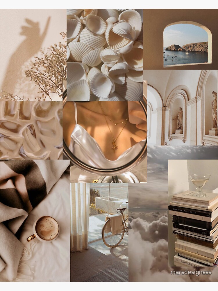 "Beige Brown Collage" Sticker for Sale by marsdesignsss | Redbubble