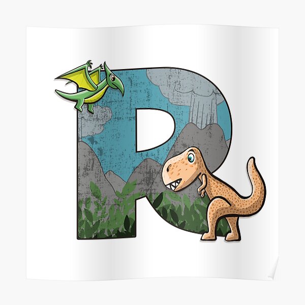 "Initial letter R with dinosaurs kids decoration" Poster by Between ...