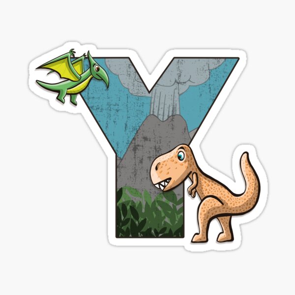 "Initial letter Y with dinosaurs kids decoration" Sticker by Between ...