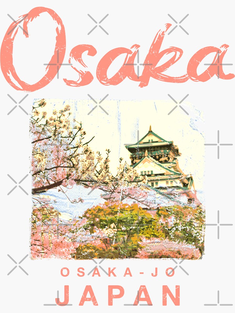 "JAPAN Cherry Blossom Osaka Castle Vintage" Sticker for Sale by ...