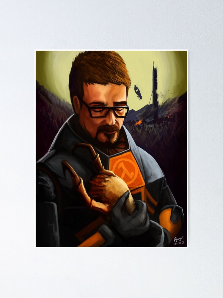 "Gordon holding a headcrab" Poster for Sale by Rhunyc | Redbubble