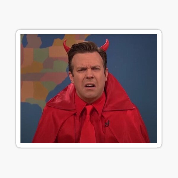 "Jason Sudeikis Devil Disgusted Face" Sticker for Sale by ...