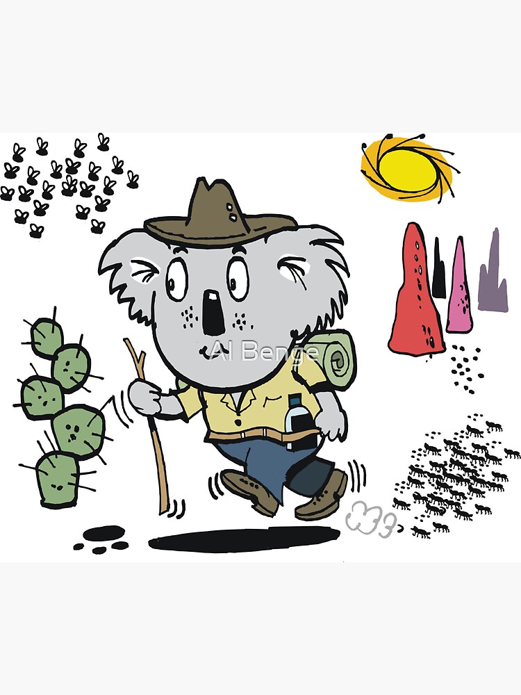 "Cartoon of happy koala bear swagman in outback" Sticker for Sale by ...