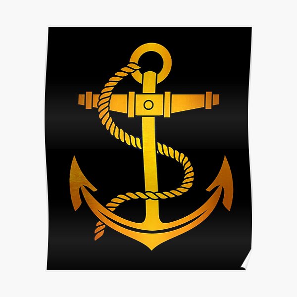 "BRITISH ROYAL NAVY RN ANCHOR (DISTRESSED GOLD)" Poster by enigmaticone ...
