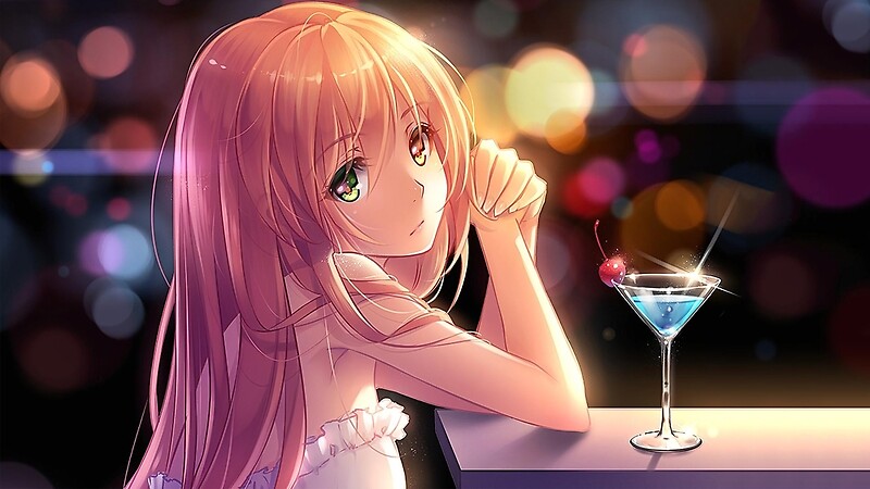 "Anime Girl at cocktail bar " by blightning65 | Redbubble