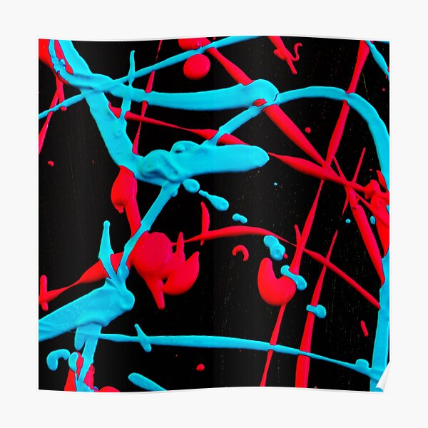 "Abstract blue and red drip paint" Poster for Sale by jkulling | Redbubble