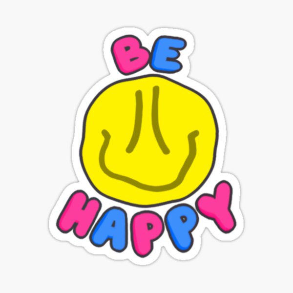 "Be Happy Smiley Graphic" Sticker for Sale by cash4college | Redbubble