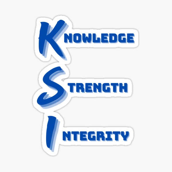"Knowledge Strength Integrity KSI Blue" Sticker by Prince-Designs | Redbubble