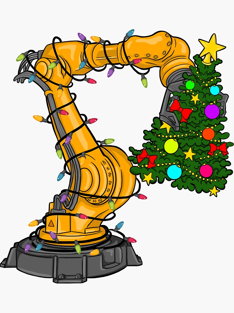 "Robot XMas Christmas Tree Automation Industrial Robotics" Sticker for ...