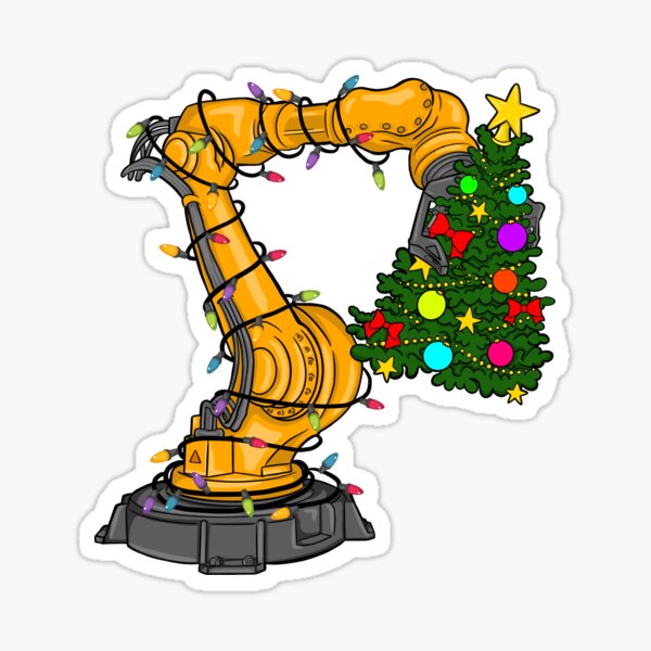 "Robot XMas Christmas Tree Automation Industrial Robotics" Sticker for ...