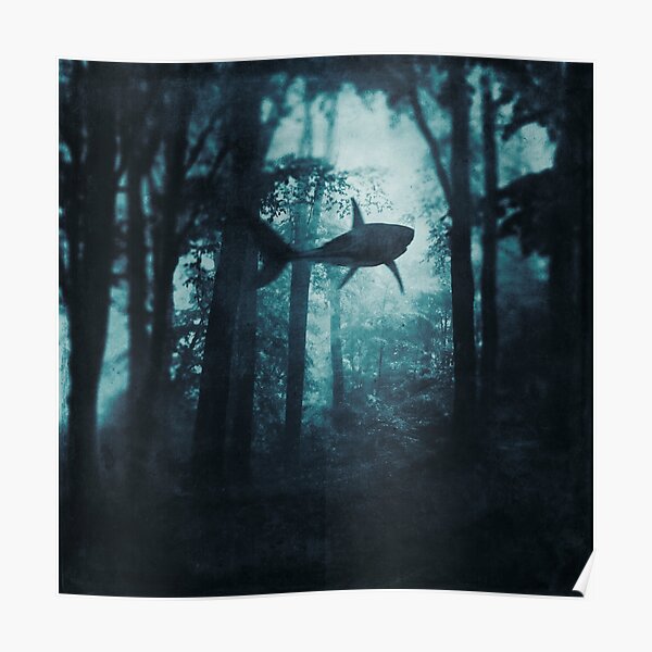 "Shark tale - Shark swimming through twilight forest" Poster for Sale ...