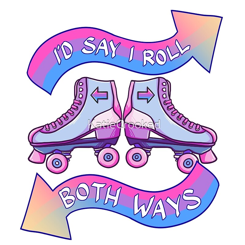 "Roller Skating LGBT Sticker - Bisexual Pride" by KatieCrooked | Redbubble
