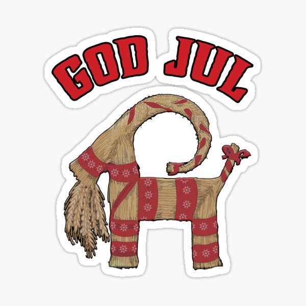 "God Jul Merry Christmas Julbock Straw Goat" Sticker by funnytshirtemp ...