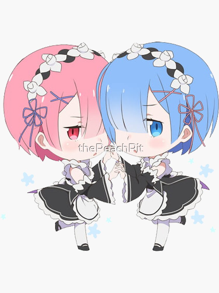 "Re:Zero Ram and Rem Chibi" Sticker for Sale by thePeachPit | Redbubble