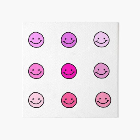 "pink smiley face sticker pack" Art Board Print for Sale by feckbrand ...