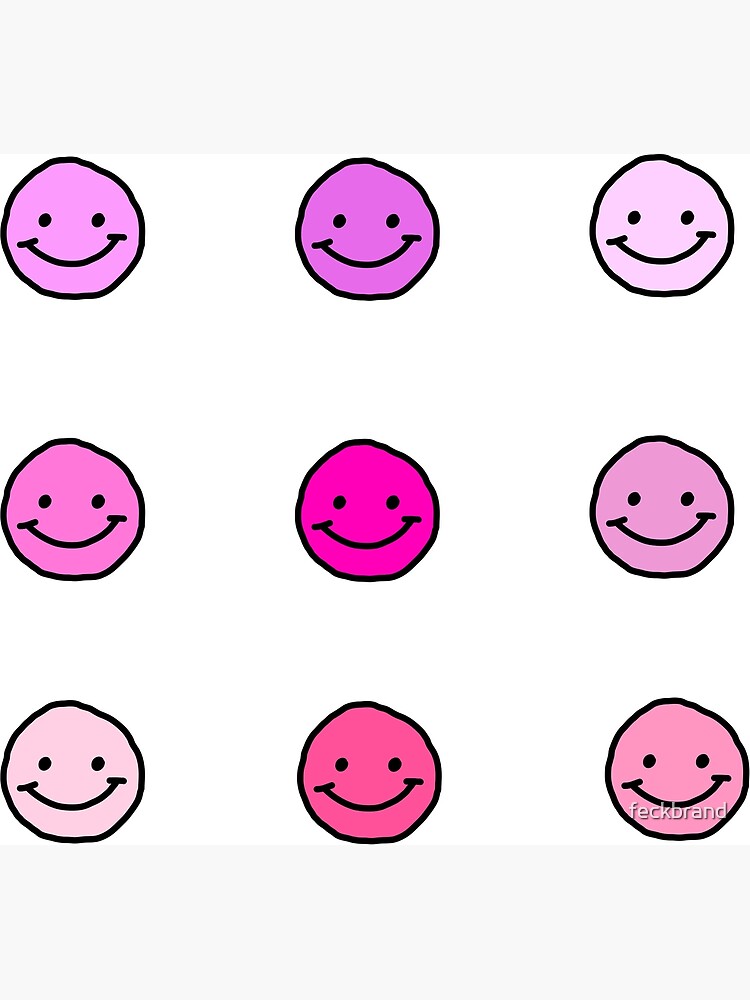 "pink smiley face sticker pack" Metal Print by feckbrand | Redbubble