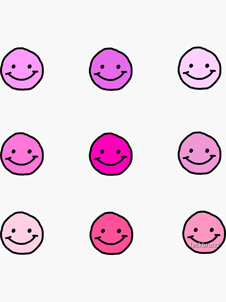 "pink smiley face sticker pack" Sticker for Sale by feckbrand | Redbubble