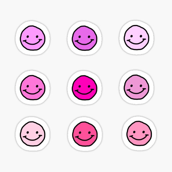 "pink smiley face sticker pack" Sticker for Sale by feckbrand | Redbubble