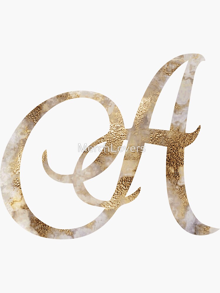 "Rose Gold Marble Monogram Alphabet Cursive Letter A" Sticker by ...