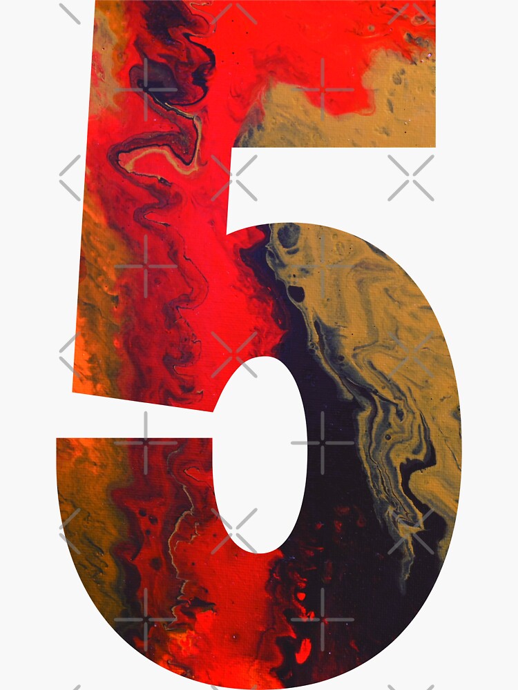 "Number Five (5) - Abstract Acrylic Pour - Lava version " Sticker for ...