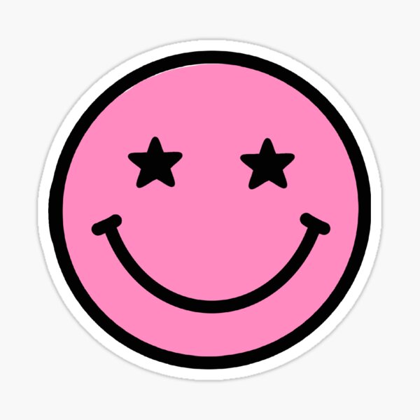 "light pink smiley face with star eyes" Sticker for Sale by slw11 ...