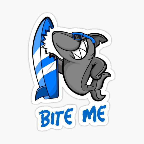 "Cool Shark Bite Surf Board" Sticker for Sale by Captivation | Redbubble