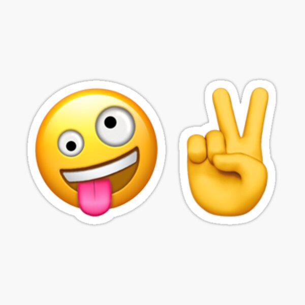 "Zany Peace Sign Emoji Combination" Sticker by art-by-harmonie | Redbubble