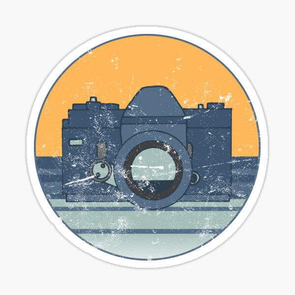 "Vintage Distressed Camera Logo" Sticker by HotHibiscus | Redbubble