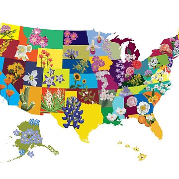 "US State Flower Map" Tapestry for Sale by Lavenderbuttons | Redbubble