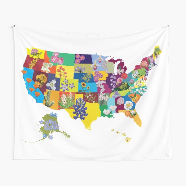 "US State Flower Map" Tapestry for Sale by Lavenderbuttons | Redbubble