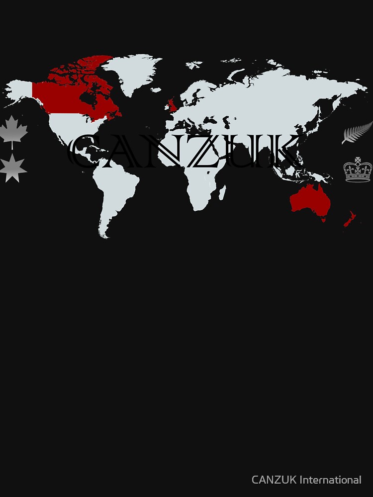 "CANZUK World Map with Symbols" Active T-Shirt for Sale by CANZUK ...