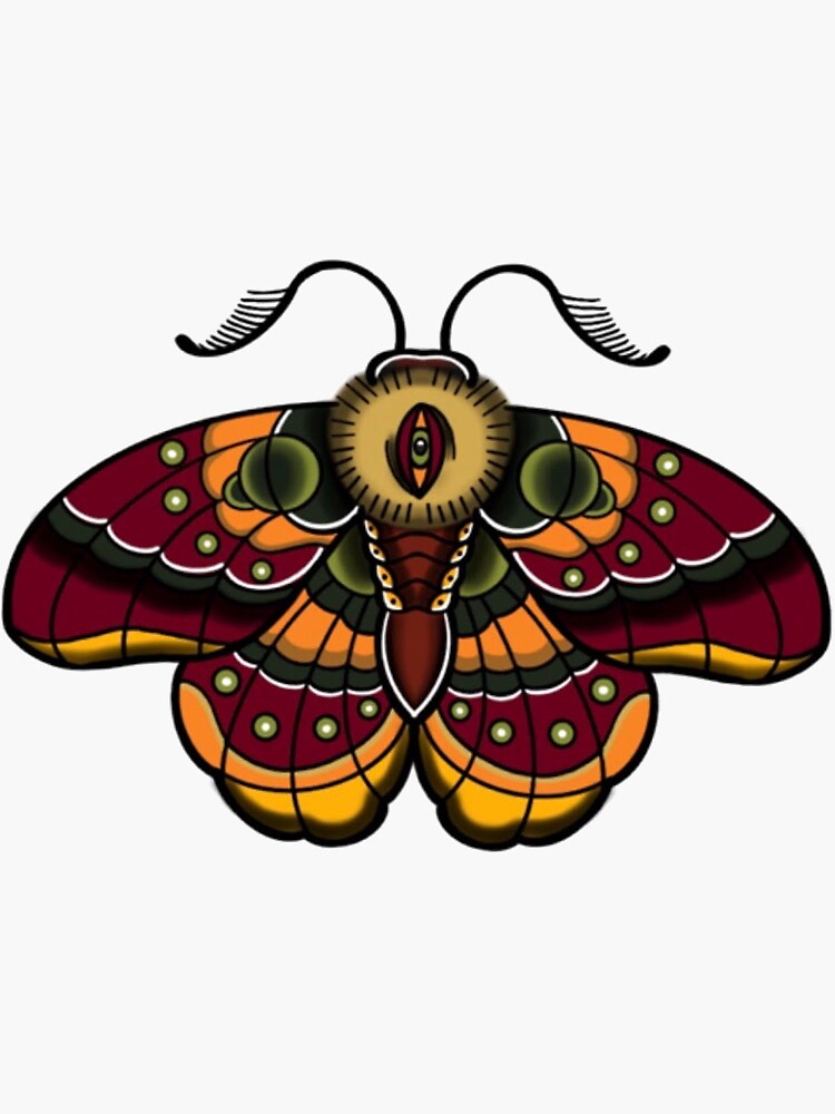 "Traditional Moth by Jennifer Defelice" Sticker by Kingfishertat ...