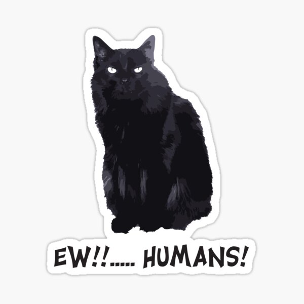 "Ew...Humans! Black Cat Sticker" Sticker for Sale by ARTCShop | Redbubble