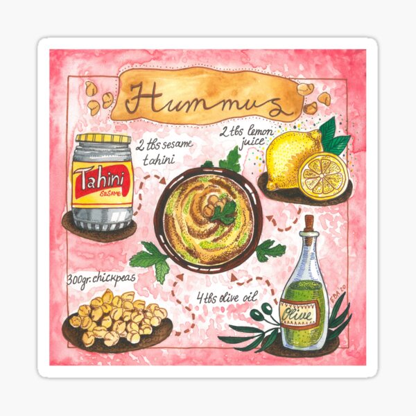 "Humus Recipe" Sticker for Sale by DeliciousPics | Redbubble