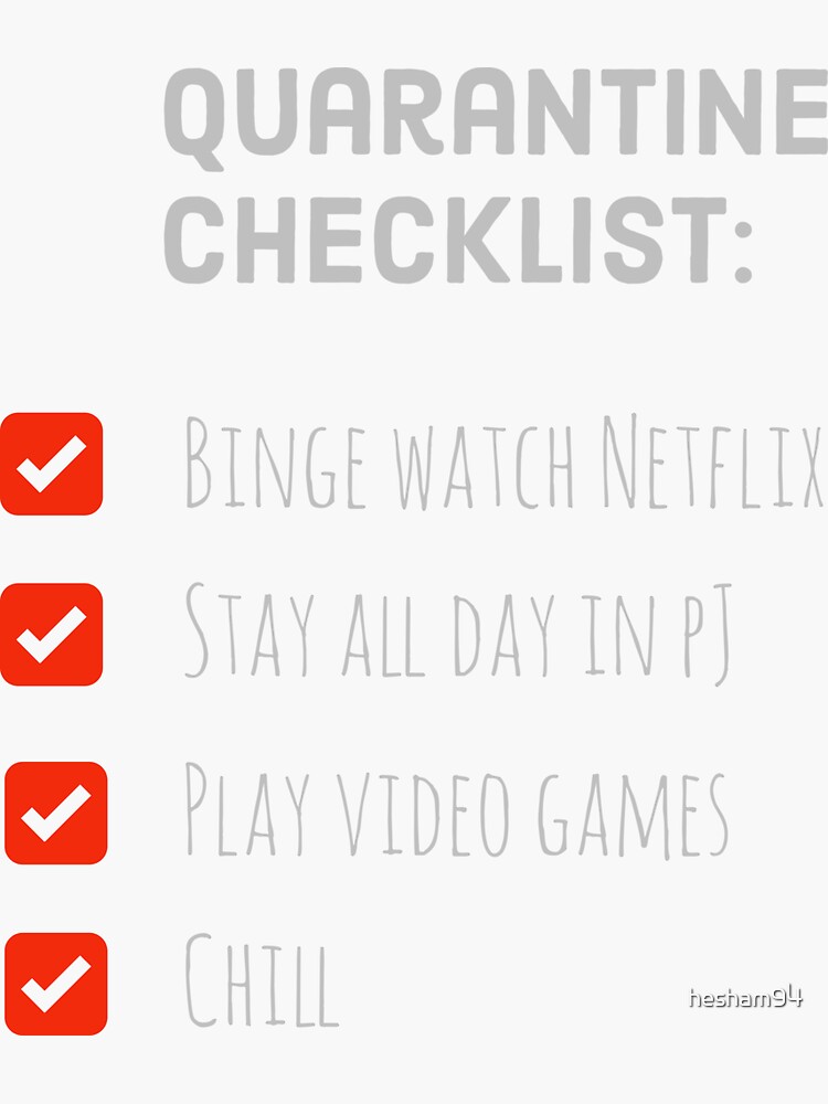 "Quarantine checklist" Sticker by hesham94 | Redbubble