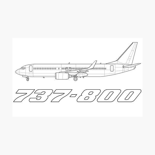 "Boeing 737-800 Black Outline" Photographic Print for Sale by ...