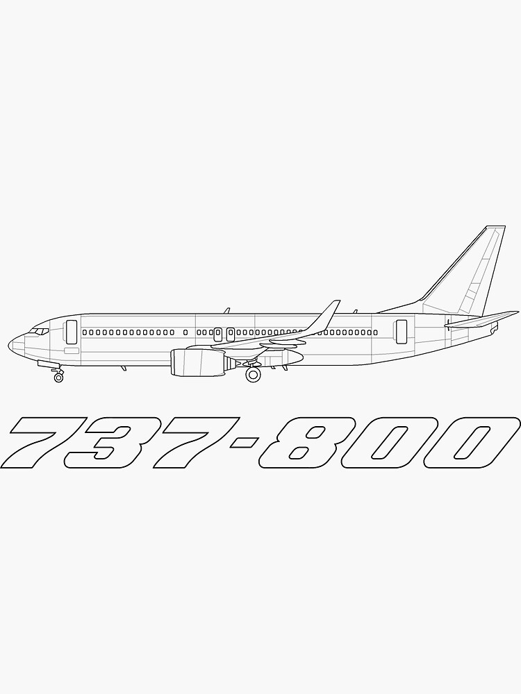 "Boeing 737-800 Black Outline" Sticker for Sale by Avi8orGear | Redbubble