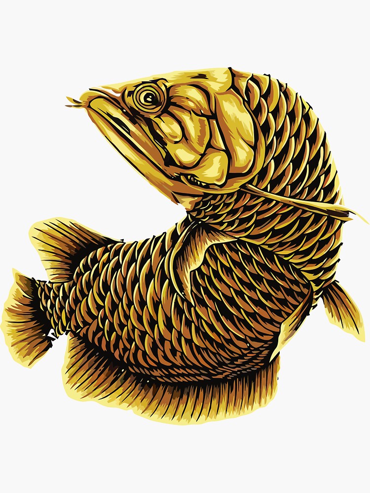 "Golden Arowana Fish" Sticker for Sale by akehsingmeri | Redbubble