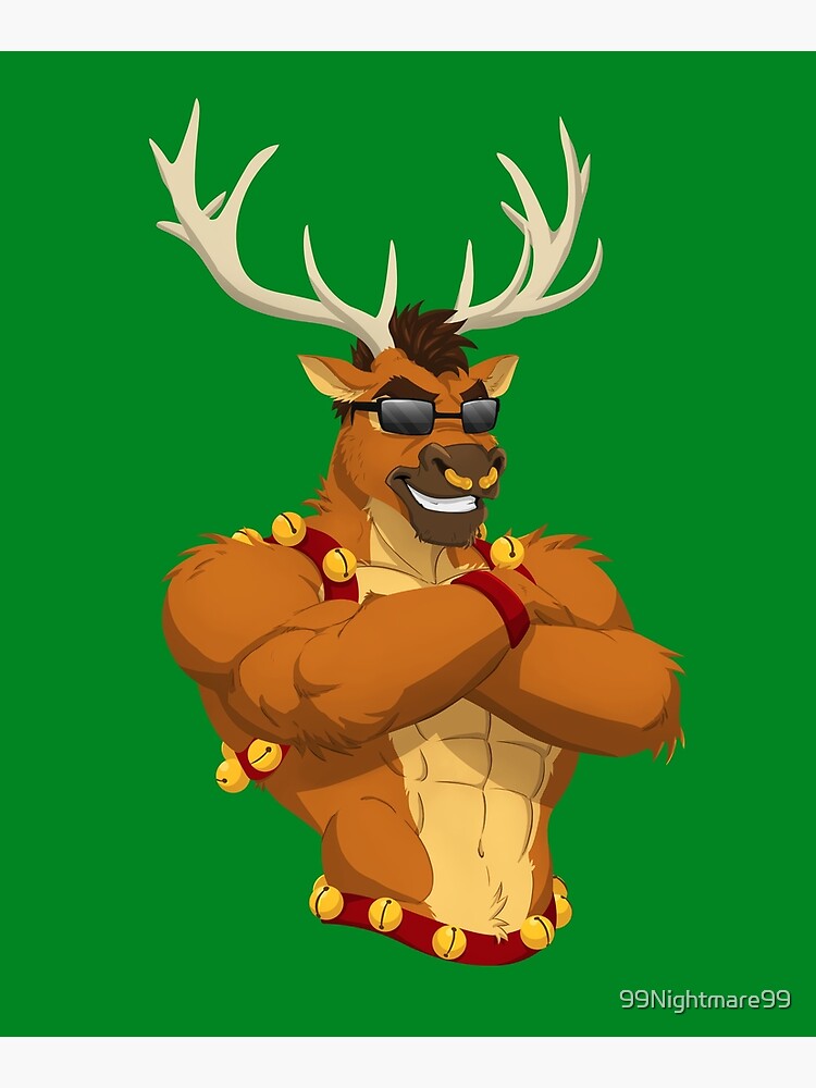 "Buff Reindeer Christmas Design" Mounted Print for Sale by ...