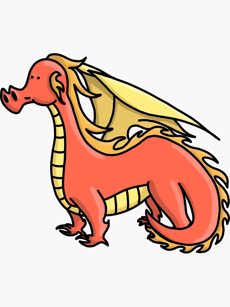 "Red chubby dragon" Sticker by BessieMoo | Redbubble