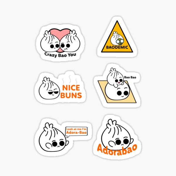 "Bao Sticker Pack | Cute Cartoon Bao Buns " Sticker for Sale by ...