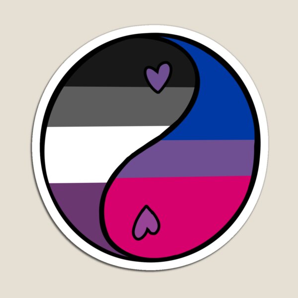 "Biromantic Asexual / Bi Ace Cute LGBTQ+ Pride Flag Yin Yang" Magnet ...