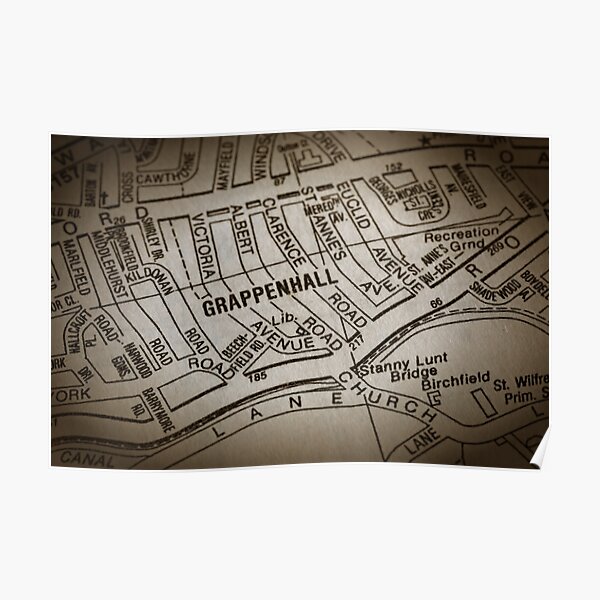 "Grappenhall Village, Warrington, Cheshire, WA4,map" Poster for Sale by ...