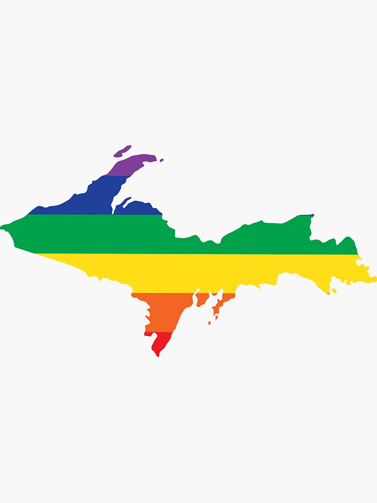 "Upper Peninsula of Michigan Gay Pride LGBTQ Rainbow" Sticker for Sale ...
