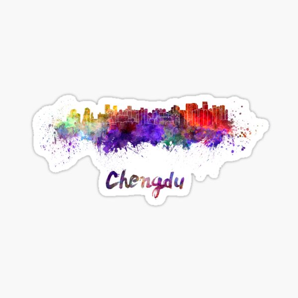 "Chengdu skyline in watercolor" Sticker for Sale by paulrommer | Redbubble