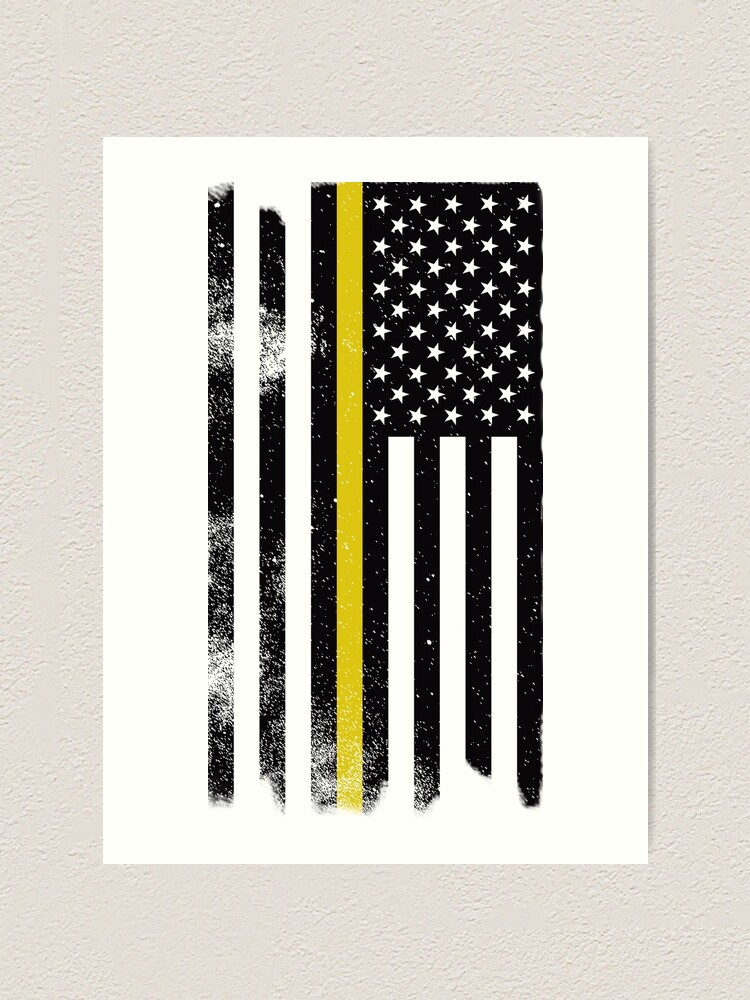 "Distressed Thin Yellow Line 911 Dispatcher Support American Flag" Art ...