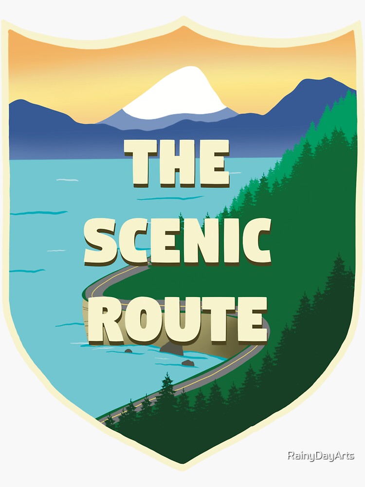 "The Scenic Route" Sticker for Sale by RainyDayArts | Redbubble